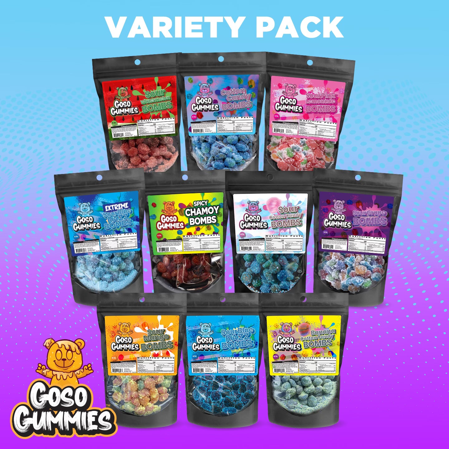 Gosogummies Gusher Variety Pack (10 Pack) – Lost N Liquor - Online ...